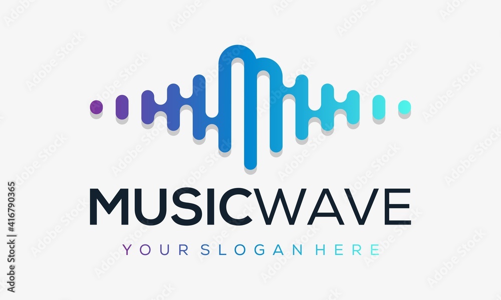 Letter m with pulse . music player element. logo template electronic ...