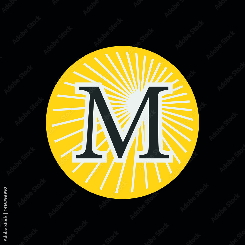 Letter M in a circle with sunlight Design Stock Vector | Adobe Stock