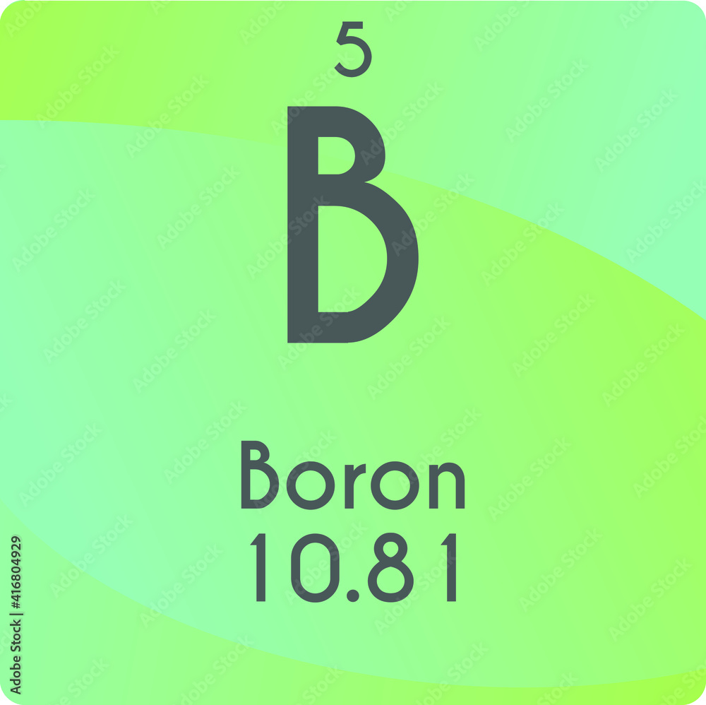 B Boron Metalloid Chemical Element vector illustration diagram, with ...