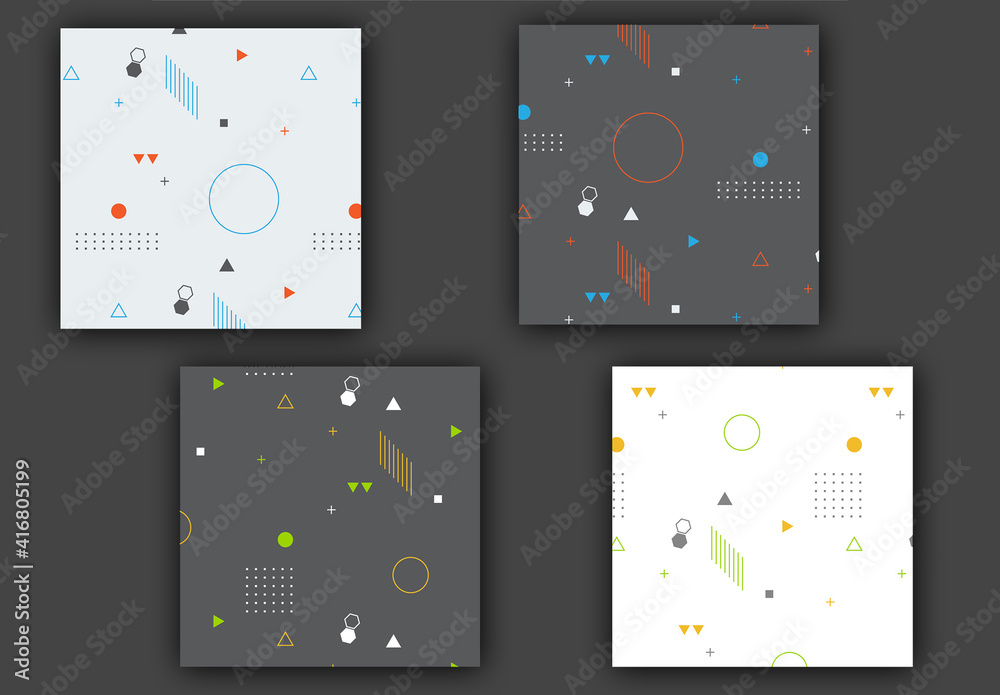 Four Various Geometry Pattern with Abstract Geometry Shapes Stock ...