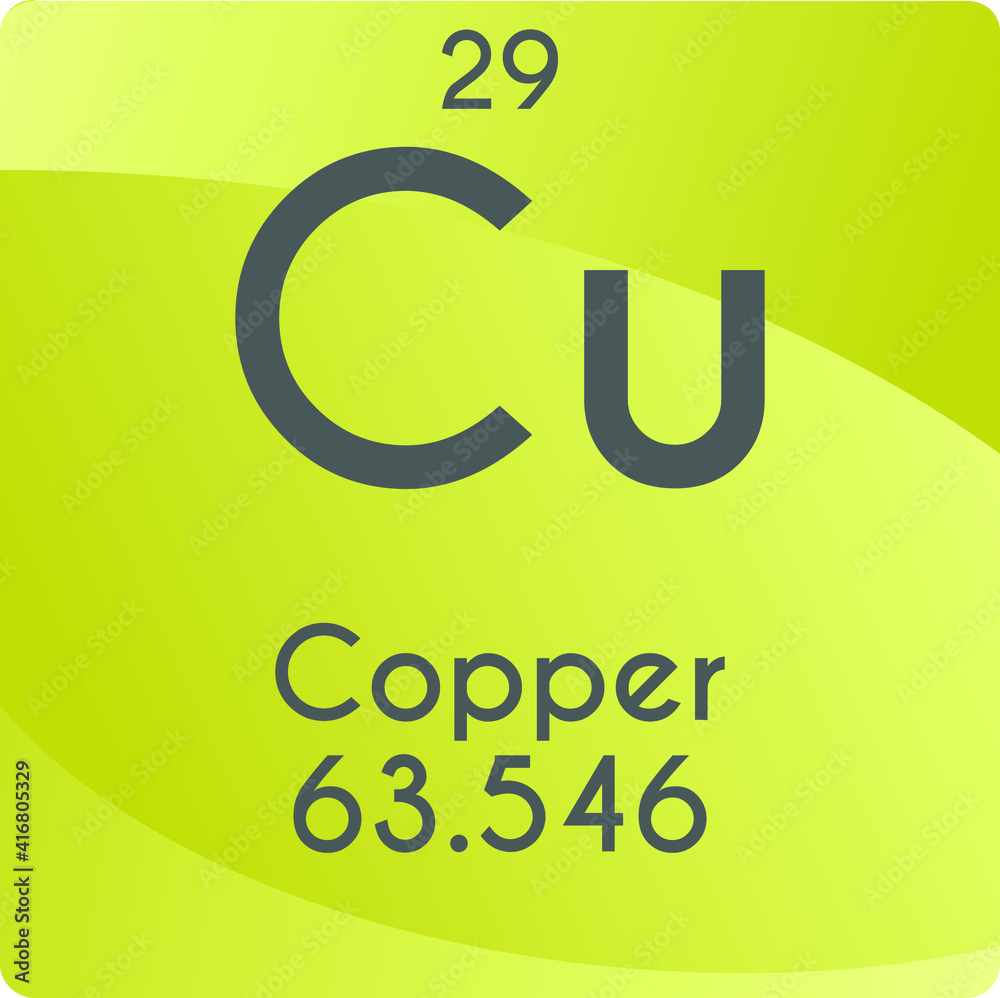 Cu Copper Transition metal Chemical Element vector illustration diagram ...