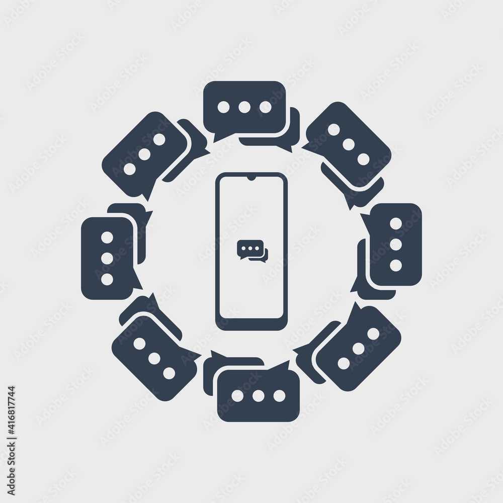 Chat Illustration Messages Notification on Smartphone Vector ...