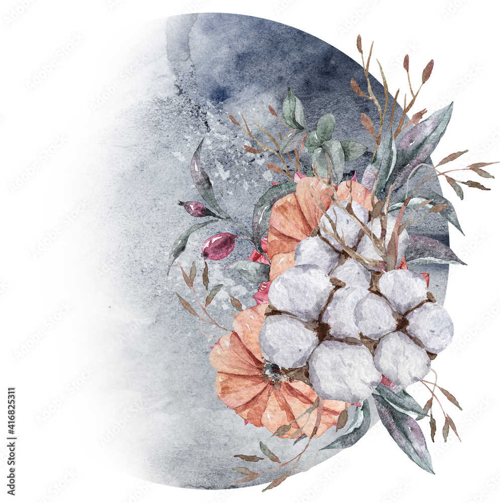 Watercolor floral moon phases clipart, celestial illustration on white ...