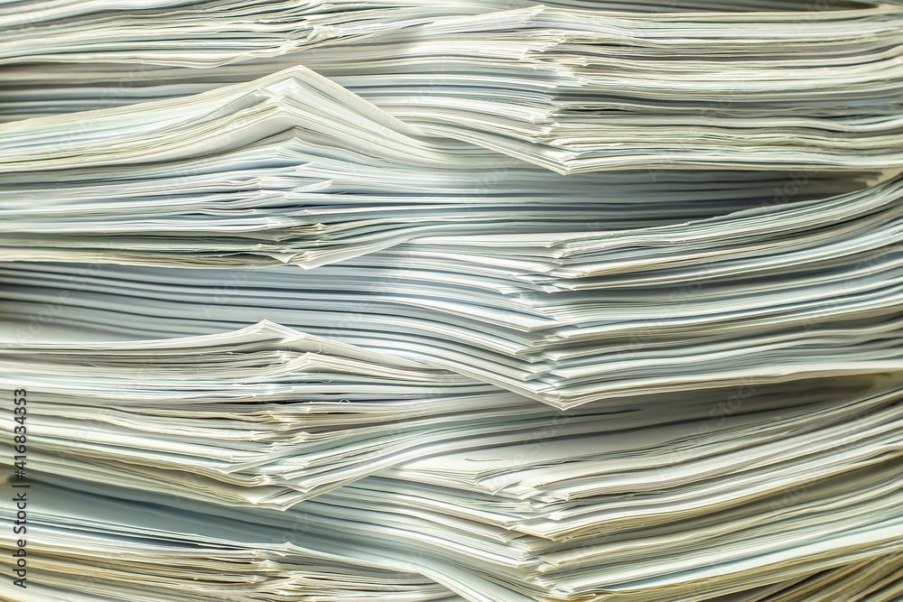 pile of paper documents in the office. waste paper, paper trash Stock ...