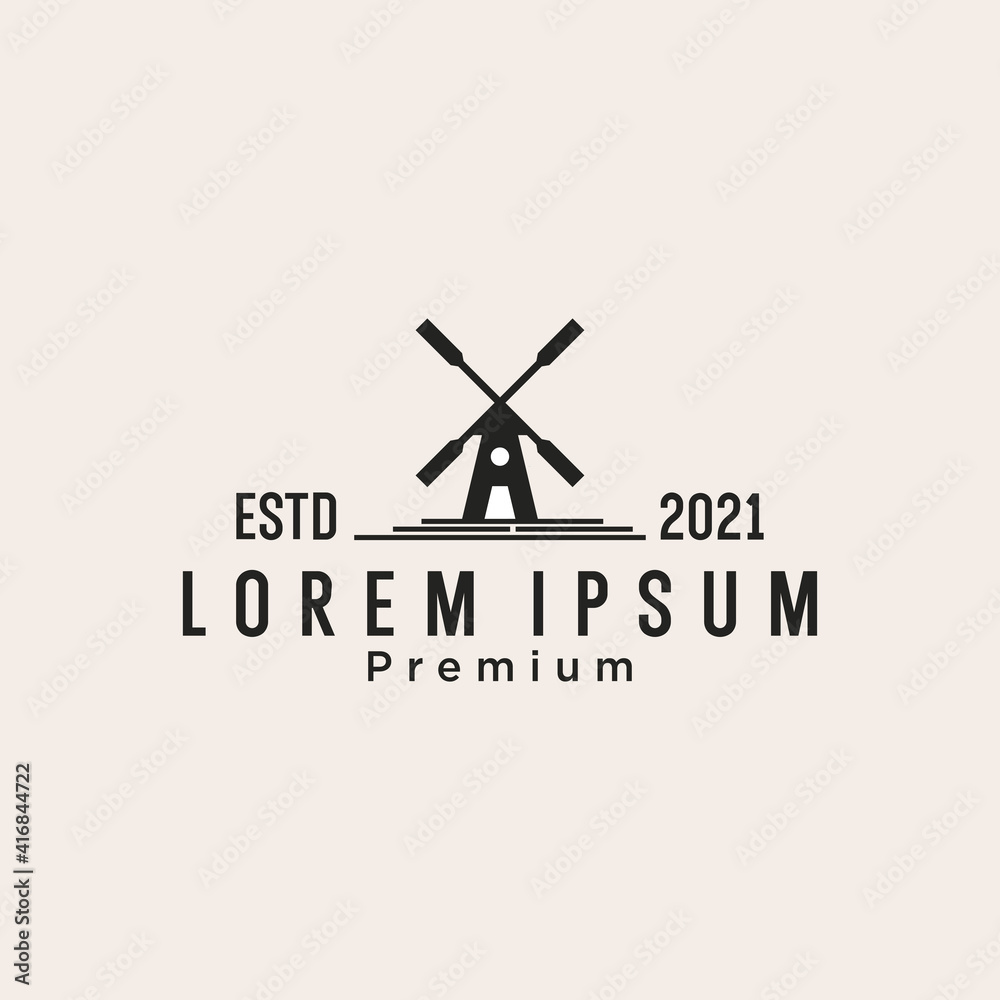 Windmill Barn Farm Field Nature Landscape logo design inspiration Stock ...