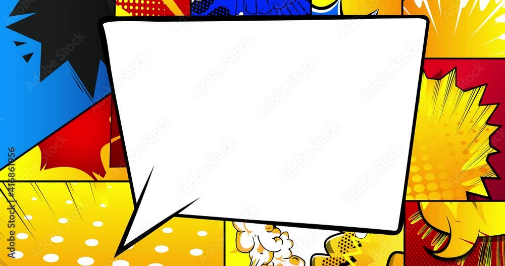 4k animated comic book footage. Background with text bubble. Comic book ...