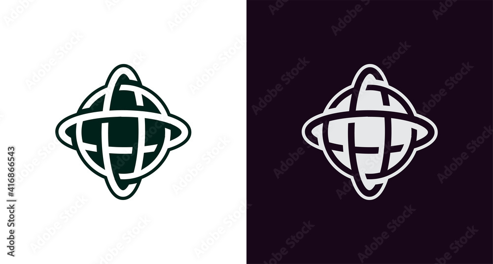 abstract and classic globe logo icon, circular rotation logo, simple ...