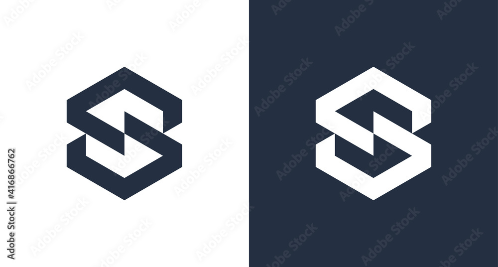 modern hexagonal letter S logo in geometric shape, simple blocky letter ...