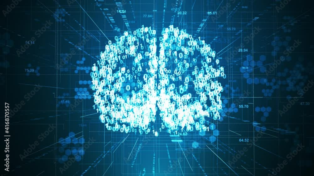 Digital network technology deep learning animation concept. Abstract ...