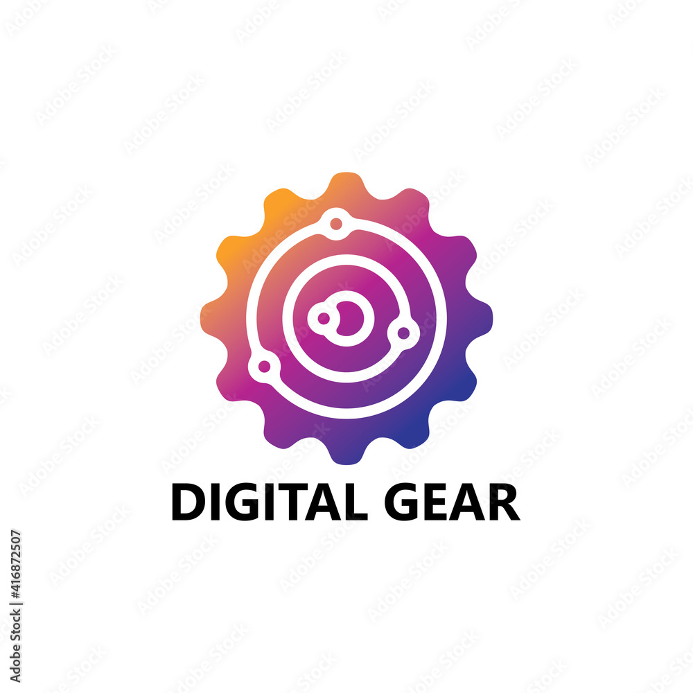 Digital gear logo template design Stock Vector | Adobe Stock