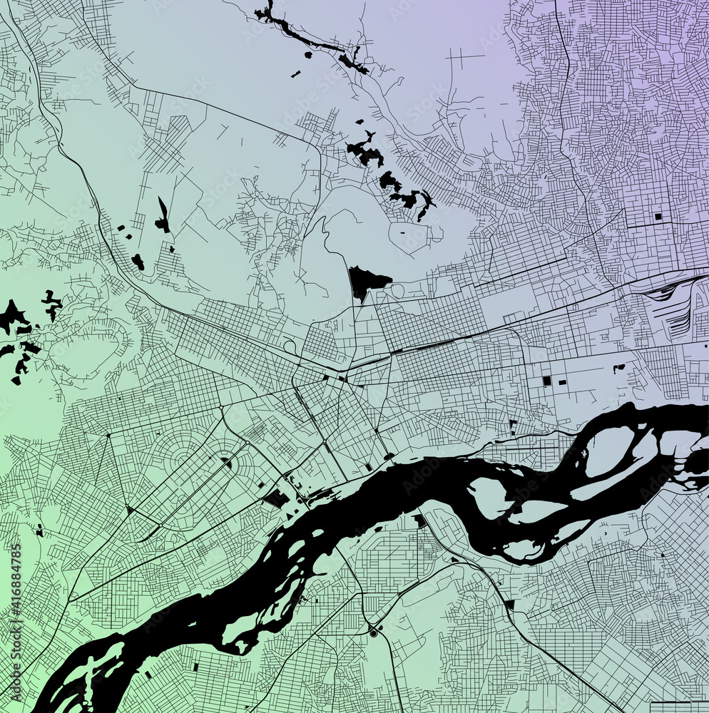 Poster Bamako, Mali (MLI) - Urban vector city map with parks, rail and ...