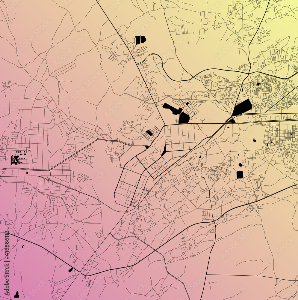 Peshawar, N.W.F.P., Pakistan (PAK) - Urban vector city map with parks ...