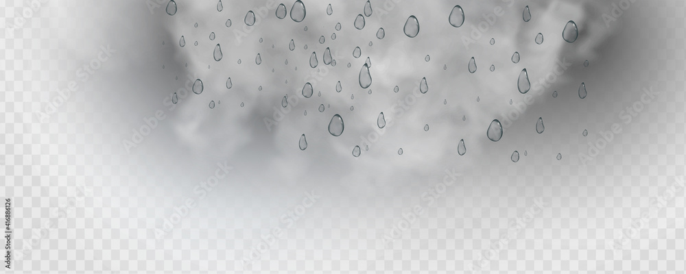 Rain and wind on a transparent background. White gradient decorative ...
