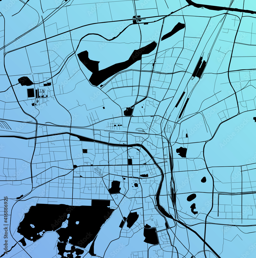 Xuzhou, Jiangsu, China (CHN) - Urban vector city map with parks, rail ...