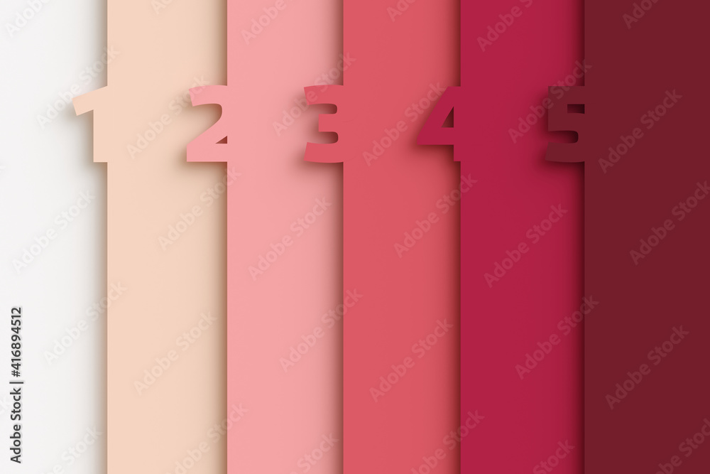 Numbered fields from 1 to 5 to fill with text. Volumetric forms. Stock ...