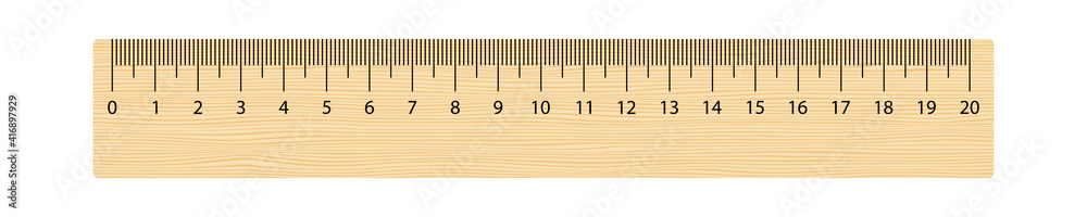 Realistic wooden ruler 20 centimeters. Math tool. Stock Vector | Adobe ...