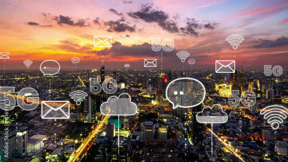 Smart digital city with globalization abstract graphic showing ...