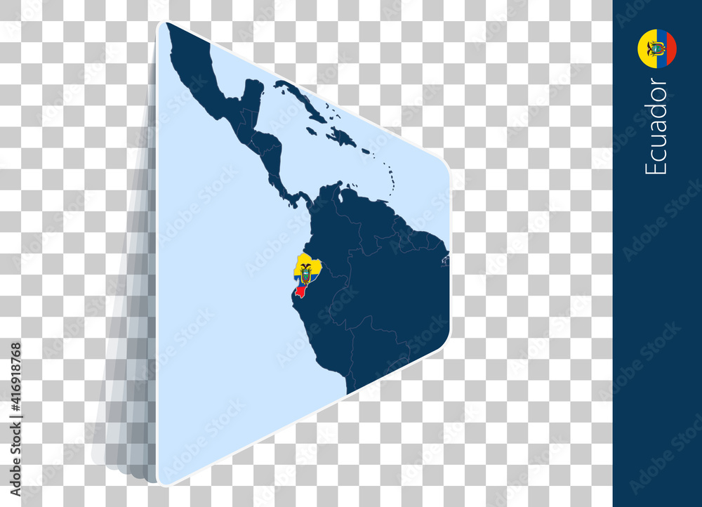 Ecuador map and flag on transparent background. Stock Vector | Adobe Stock