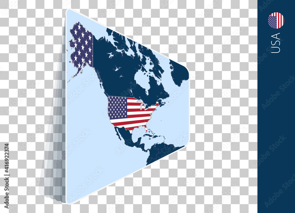 USA map and flag on transparent background. Stock Vector | Adobe Stock