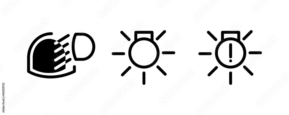 Vector icons of vehicle dashboard indicators. Such symbols include ...