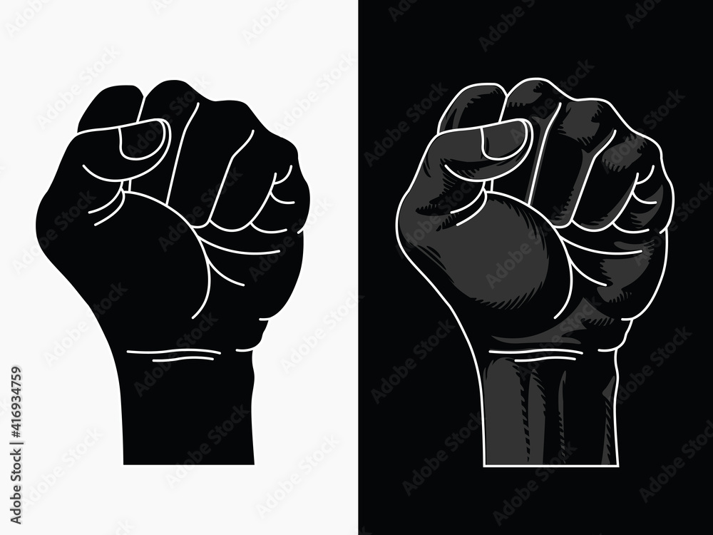 Raised fist power black lives matter outline, transparent background ...