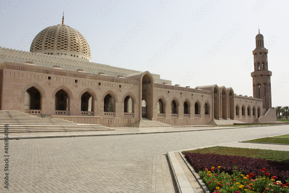 Exterior of Sultan Qaboos Grand Mosque in Muscat, Oman Stock Photo ...