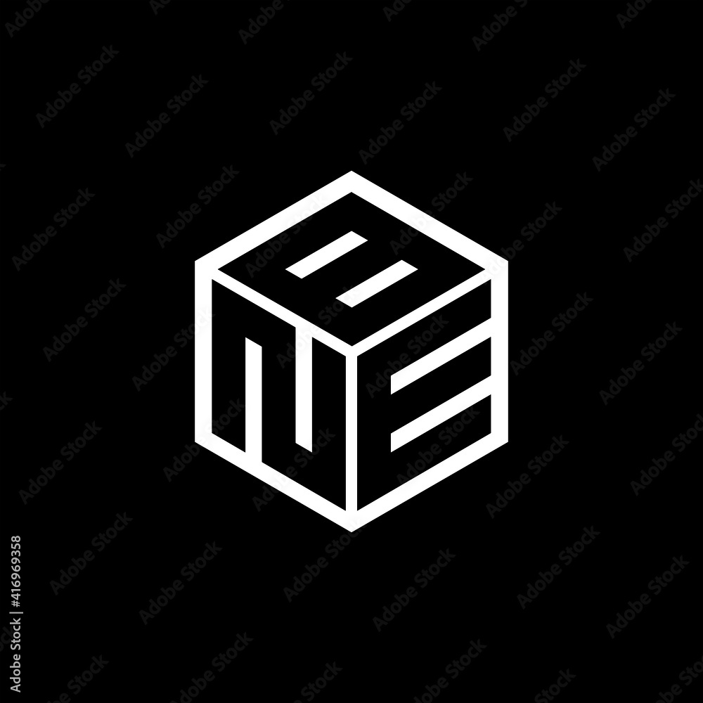 NEB letter logo design with black background in illustrator, cube logo ...
