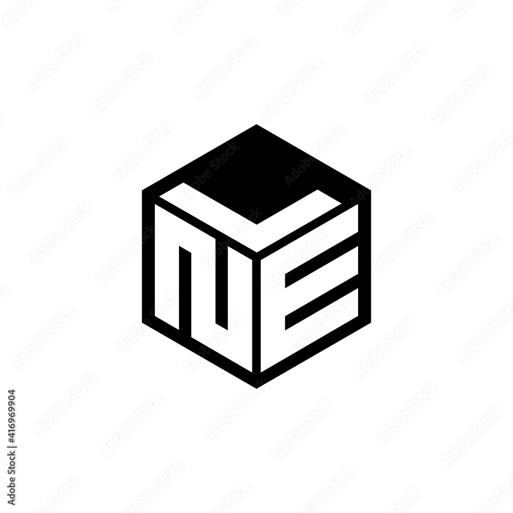 NEL letter logo design with white background in illustrator, cube logo ...