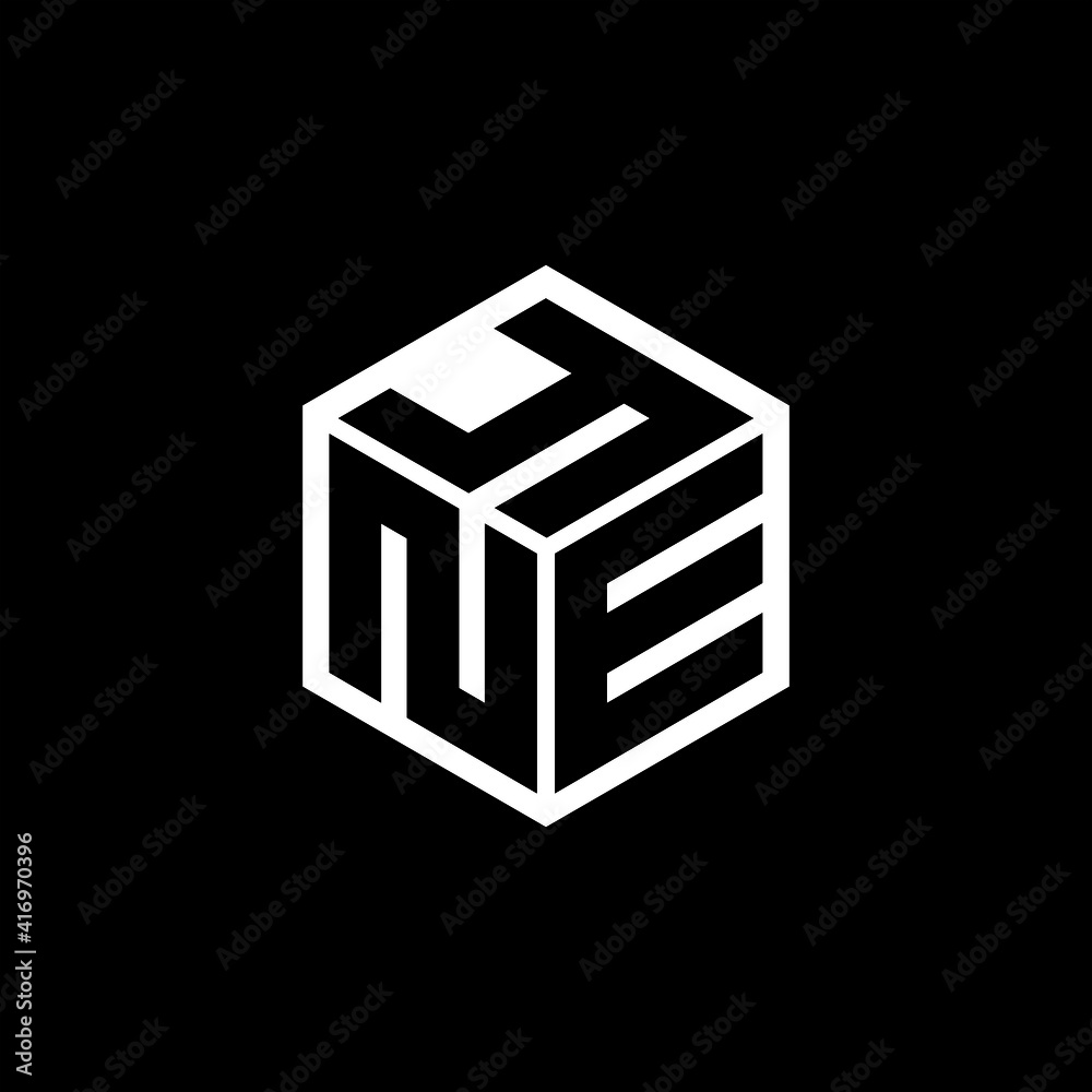NEY letter logo design with black background in illustrator, cube logo ...
