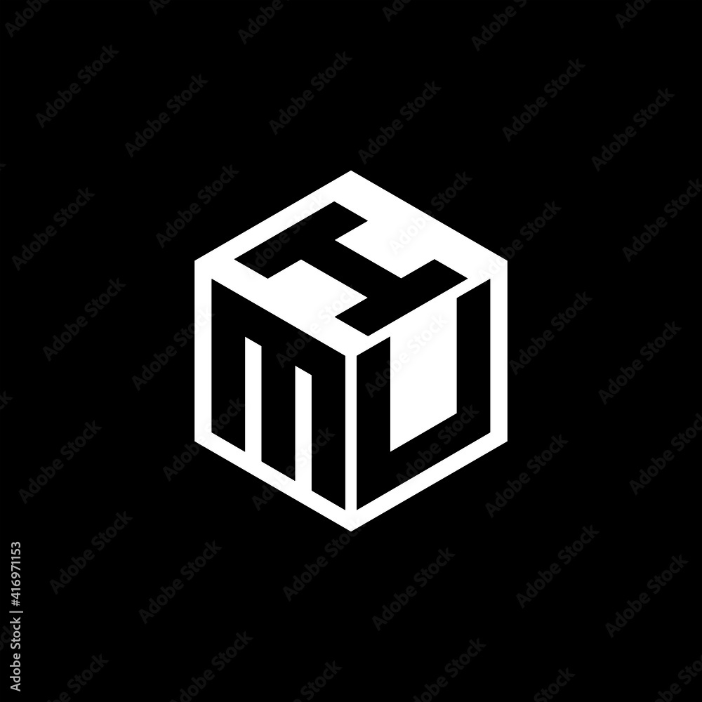 MUI letter logo design with black background in illustrator, cube logo ...