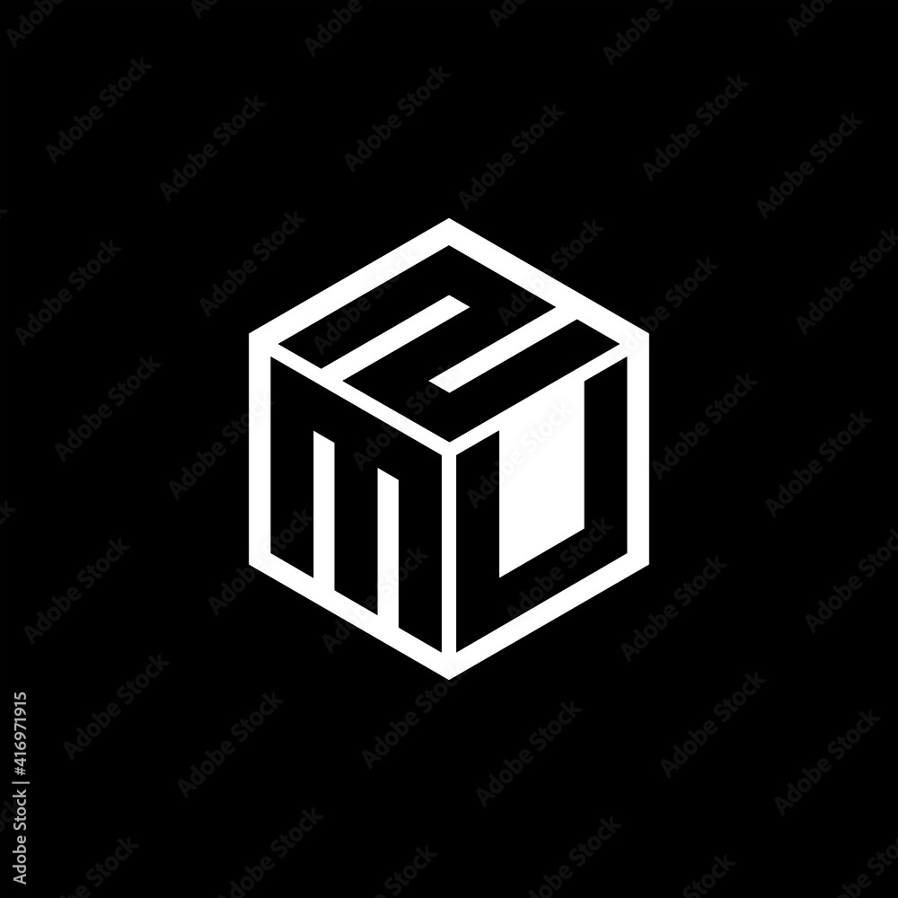 MUZ letter logo design with black background in illustrator, cube logo ...