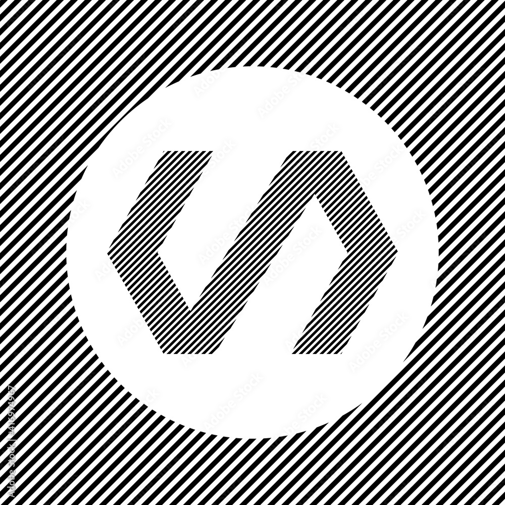 A large polymer symbol in the center as a hatch of black lines on a ...