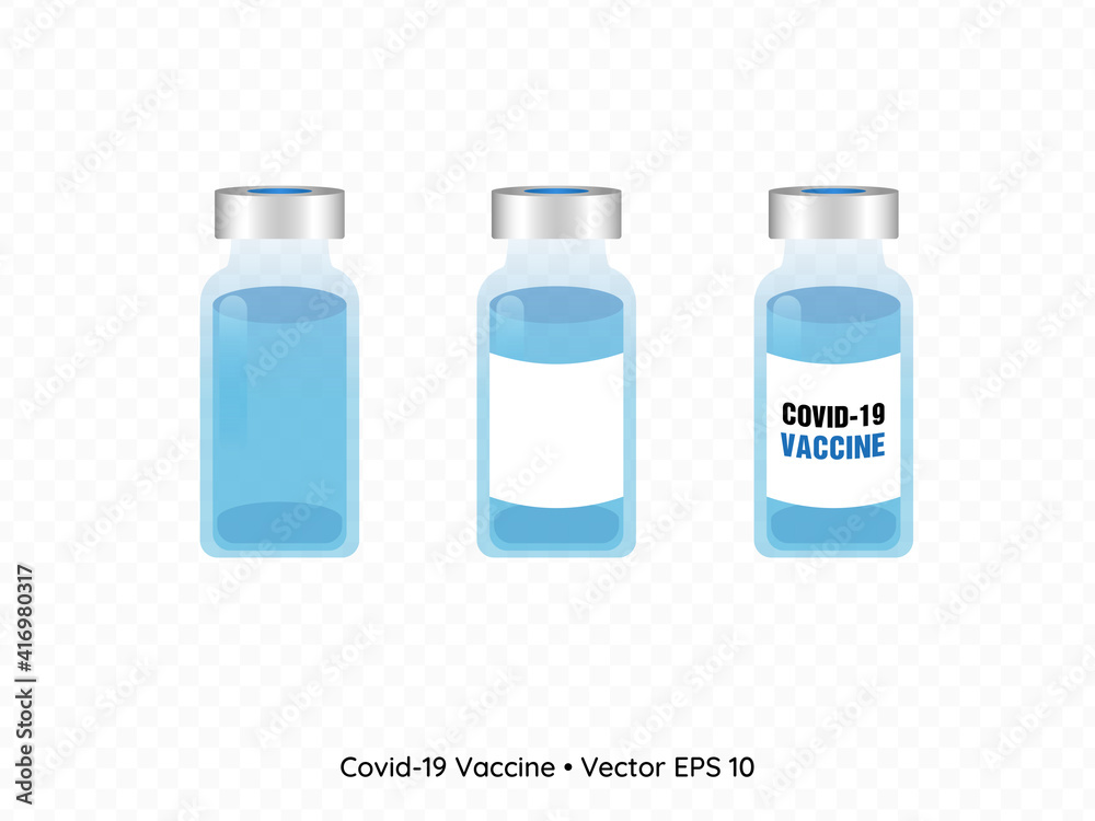Set of covid-19 vaccine vials isolated on transparent background ...