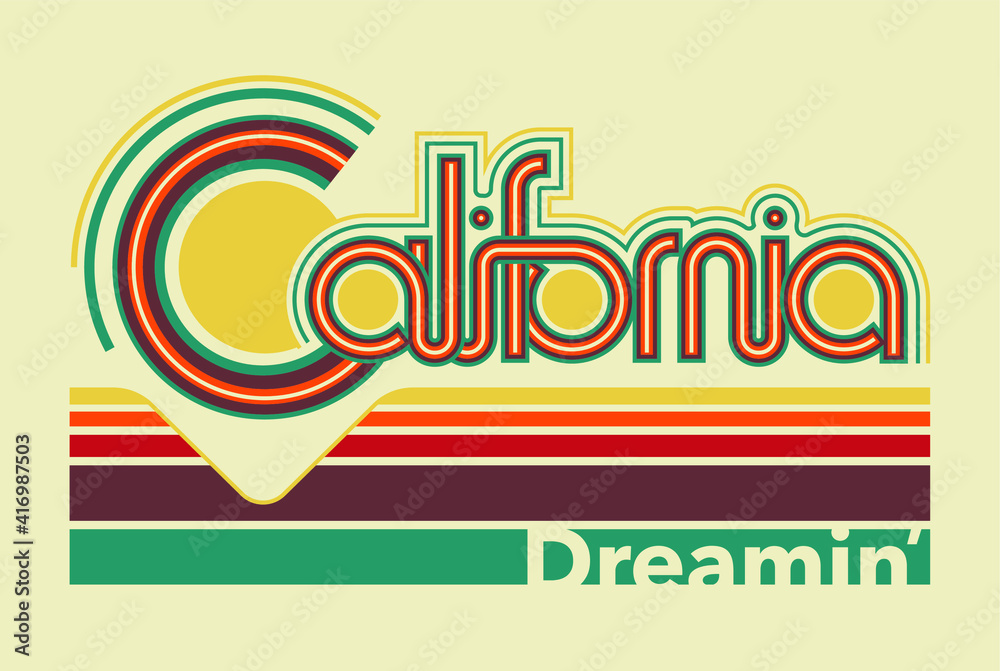California Dreamin' retro poster design Stock Vector | Adobe Stock
