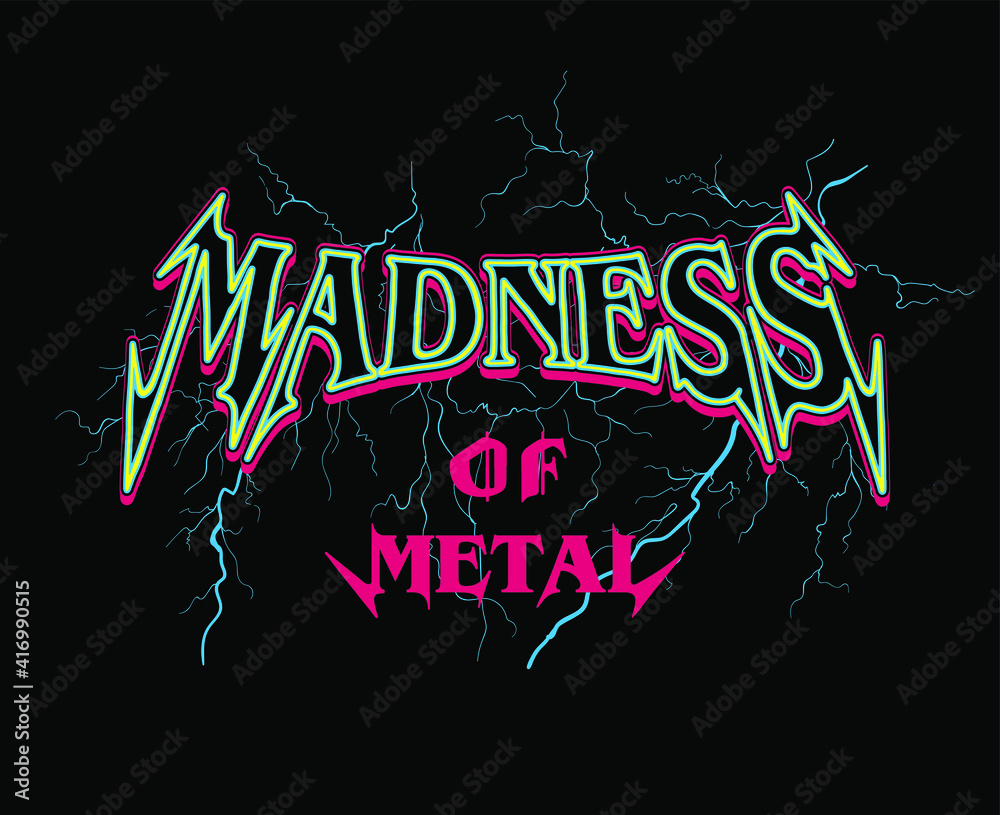 madness of metal slogan typographic print design Stock Vector | Adobe Stock