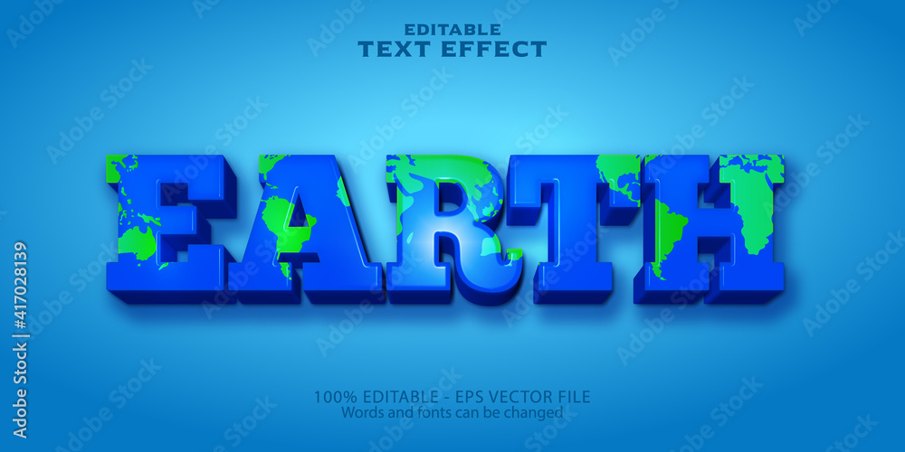 Earth text, edtable text effect plastic style Stock Vector | Adobe Stock