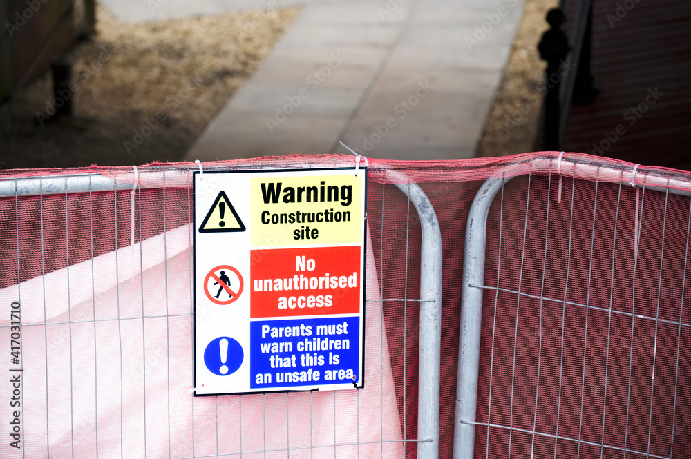 Construction site health and safety message rules sign board signage on ...