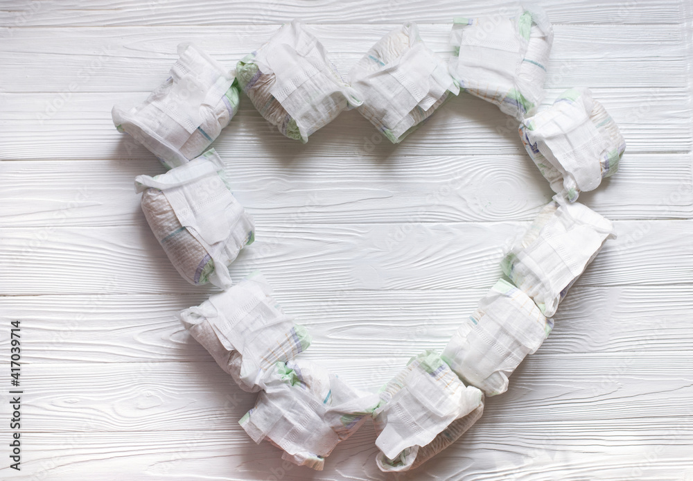 Diapers waste - dirty diapers of baby. Disposing of used baby nappies ...