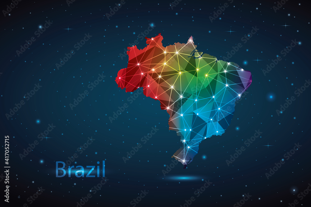 Abstract Polygon Map of Brazil. Vector Illustration Low Poly Color ...