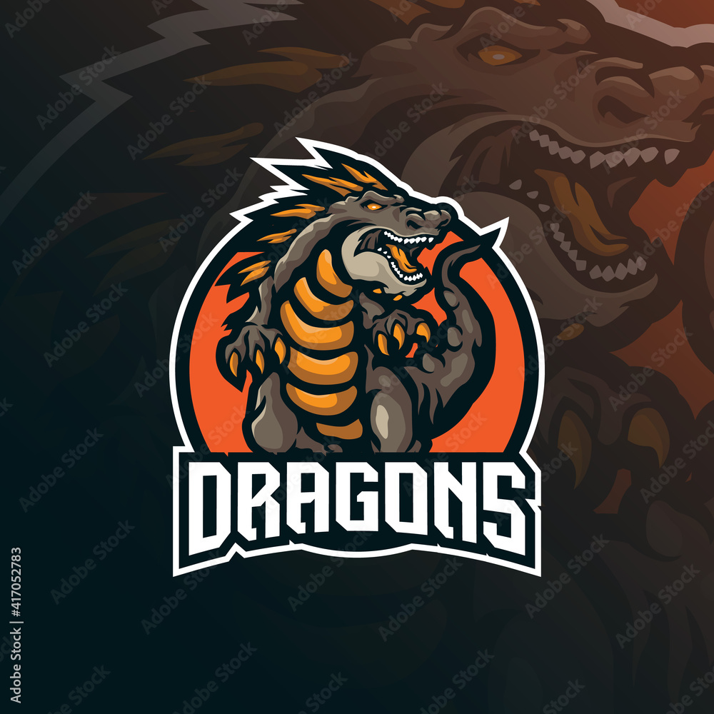 dragon mascot logo design vector with modern illustration concept style ...
