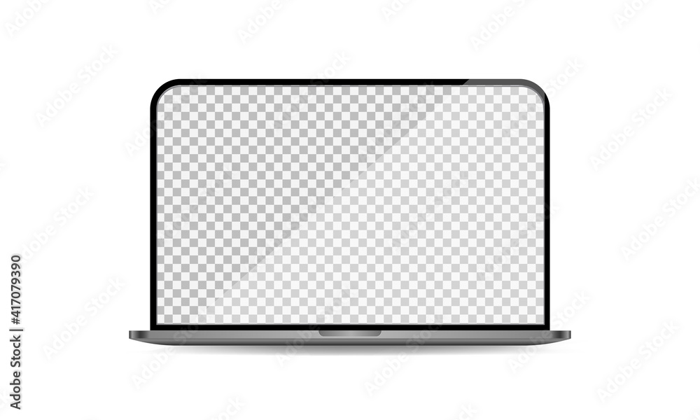 Realistic laptop mockup with transparent screen. Vector illustration ...