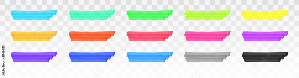Color highlighter lines set isolated on transparent background. Red ...