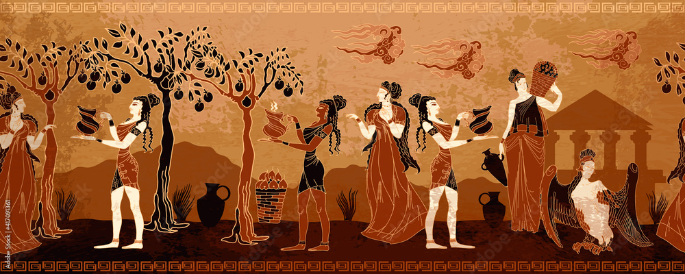 Ancient Greece. Horizontal seamless pattern. Greek mythology art. Old ...