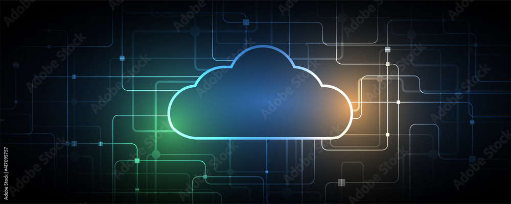 Cloud technology. Integrated digital web concept background Stock ...