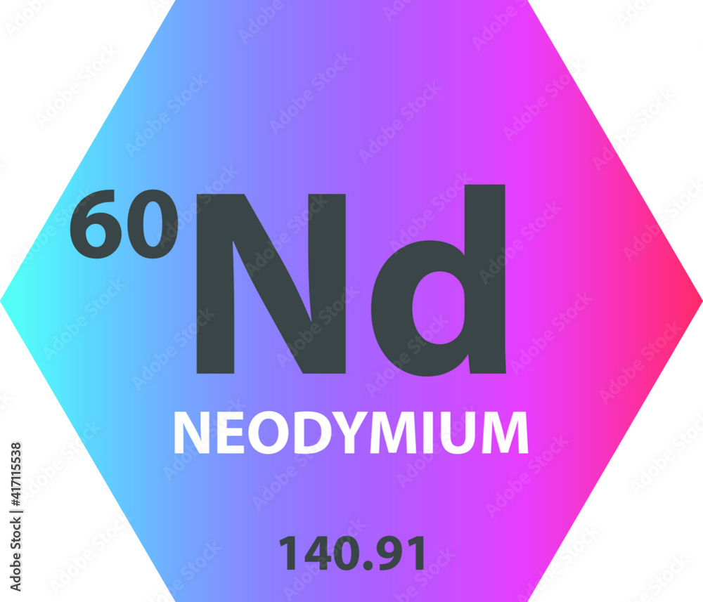 Nd Neodymium Lanthanide Chemical Element vector illustration diagram ...