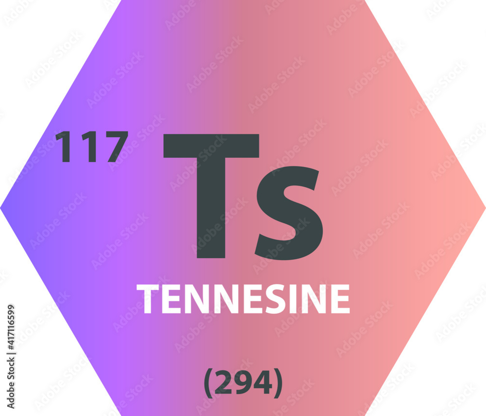 Ts Tennessine Chemical Element vector illustration diagram, with atomic ...