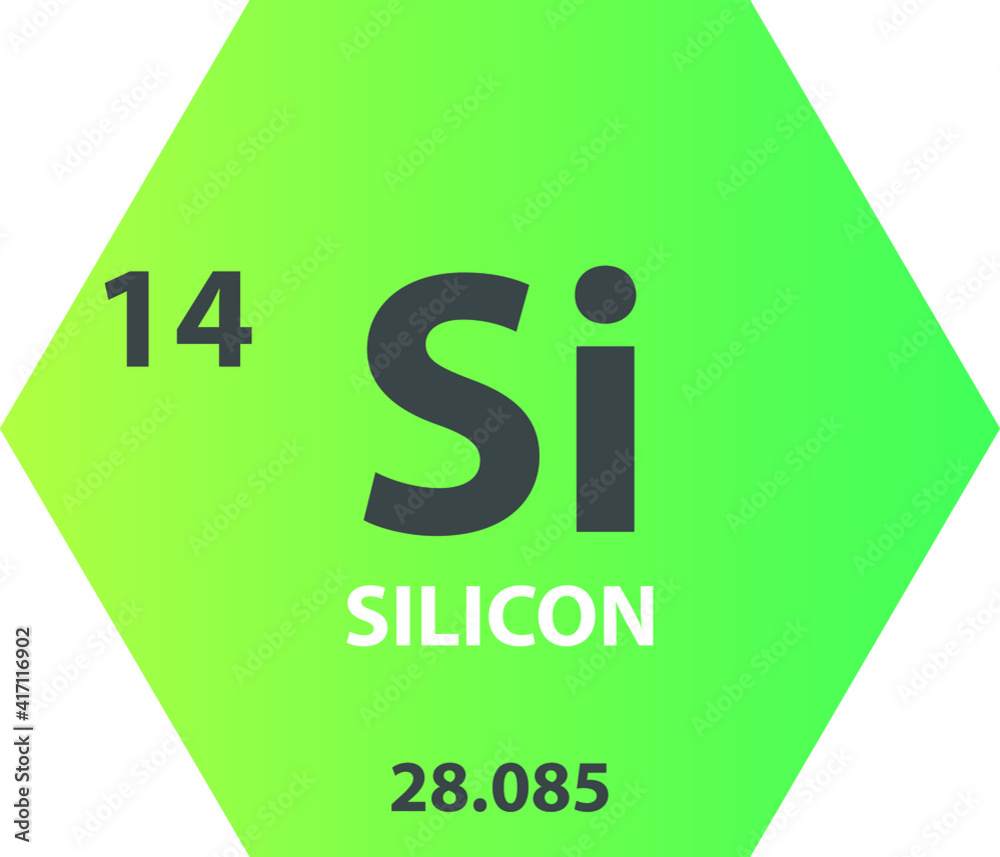 Si Silicon Metalloid Chemical Element vector illustration diagram, with ...