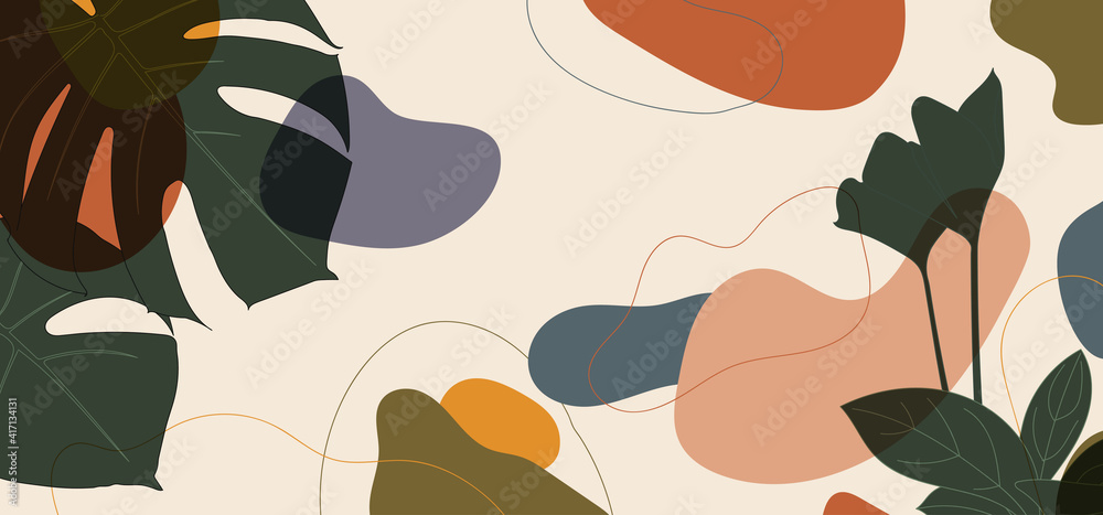 Abstract organic retro shape of leaf design decorative artwork template ...