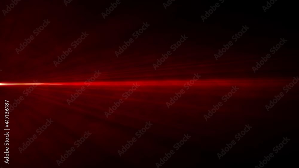 Abstract Red Light Rays with Flowing Smoke Cloud from Left to Right. 4K ...