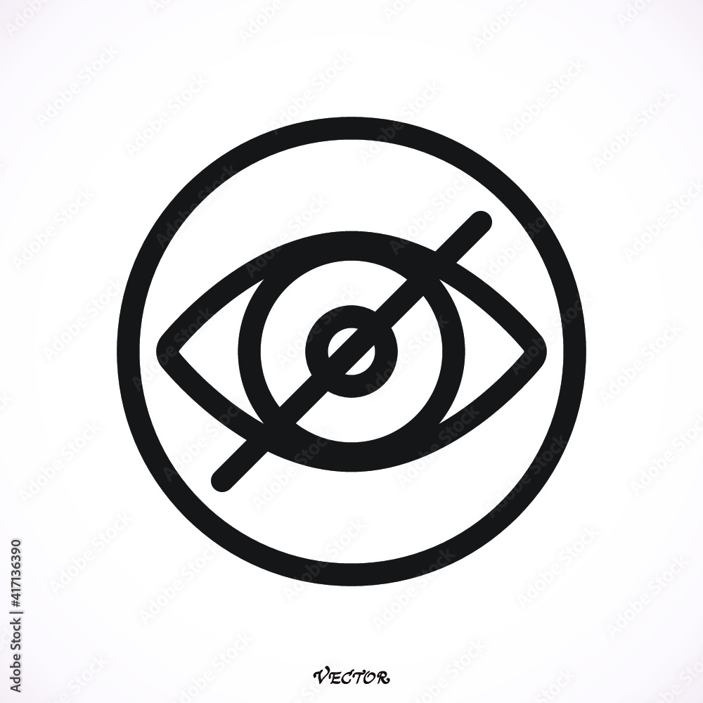 No eye Prohibition Sign on White Round Plate. No look forbidden symbol ...